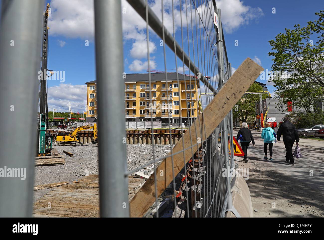 Construction site in a residential area, Uppsala, Sweden. Modern ...