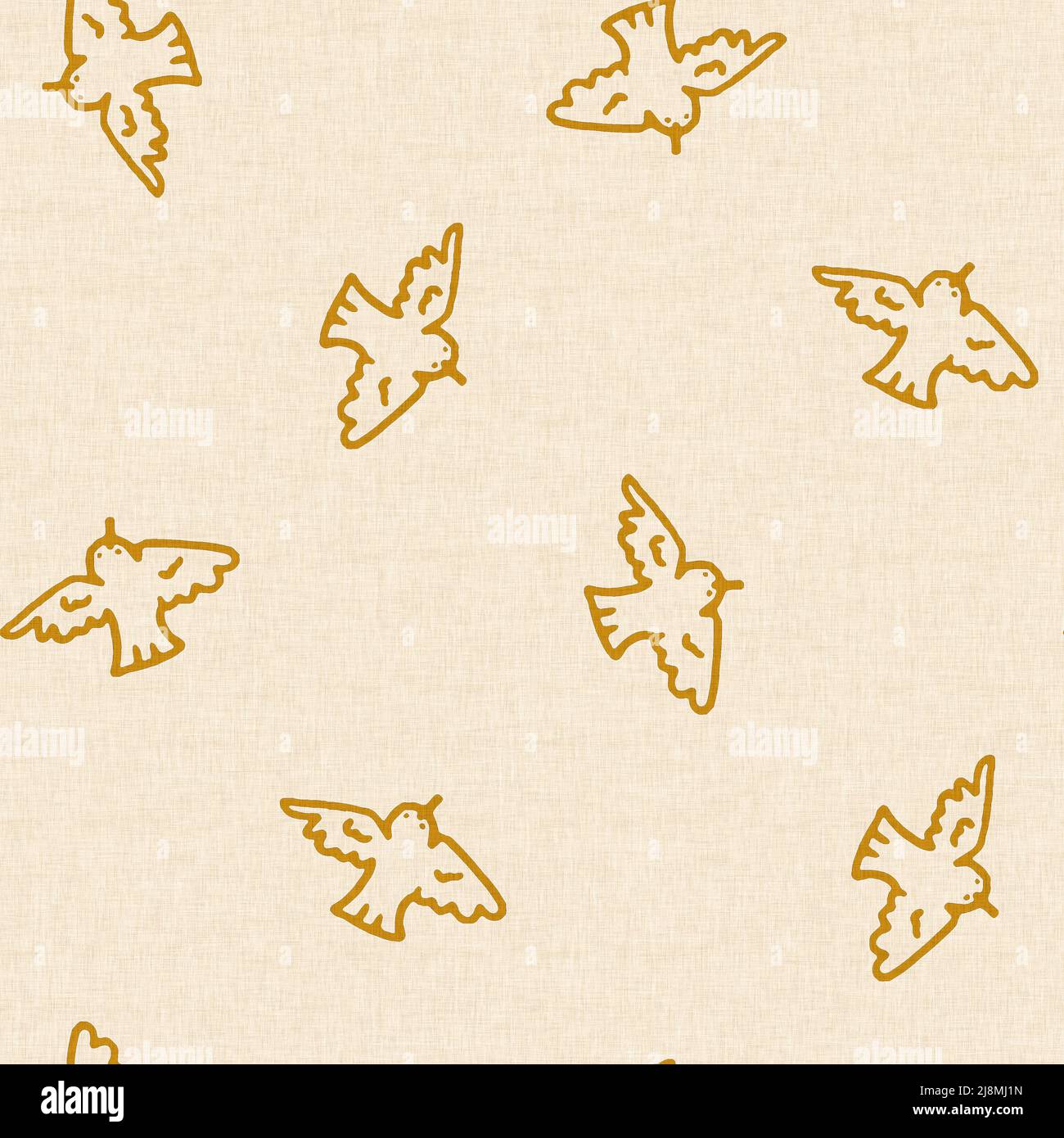 Gender neutral bird in sky seamless raster background. Simple whimsical ...