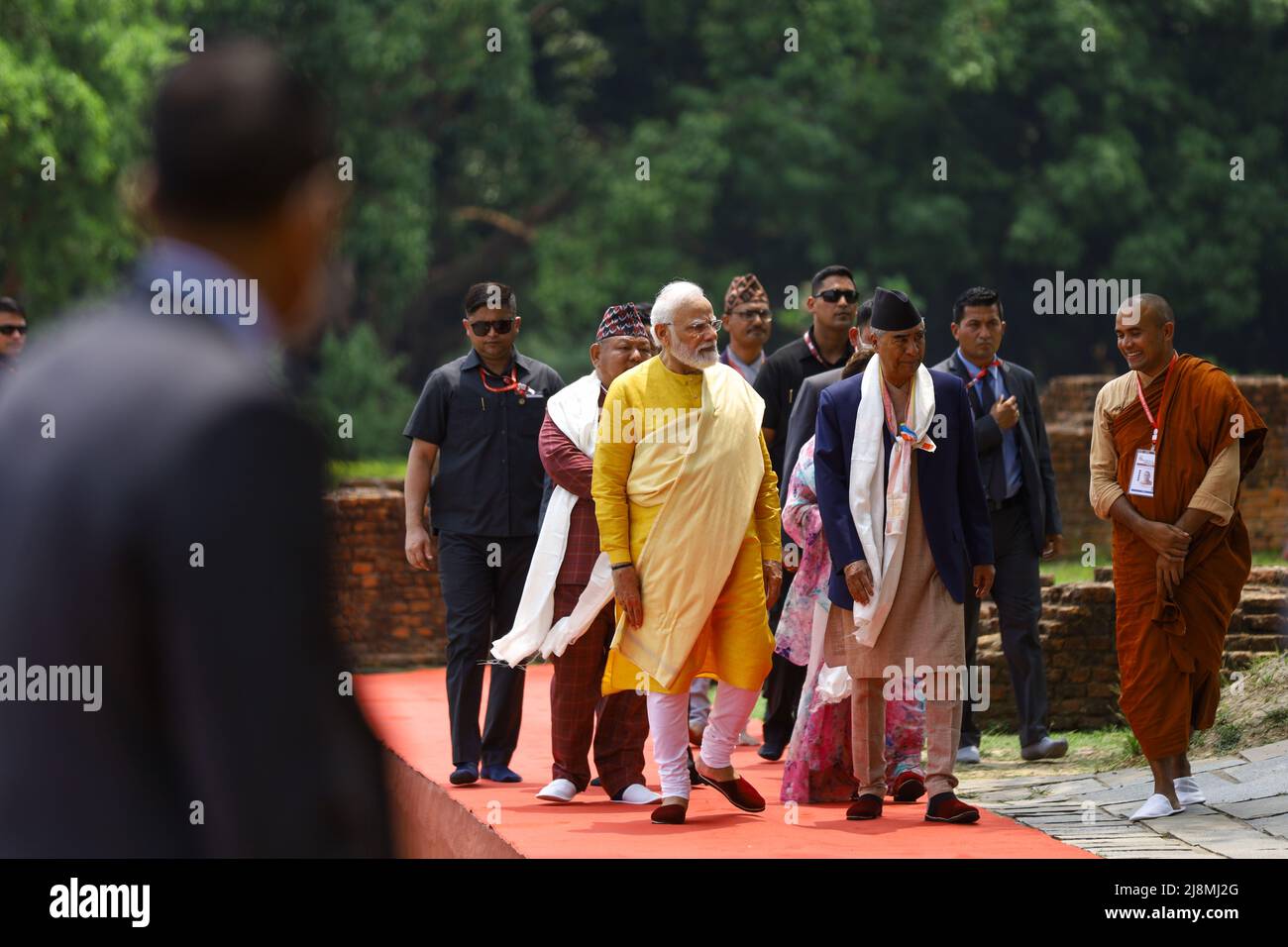 Indian Prime Minister Narendra Modi accompanied by Nepali counterpart ...