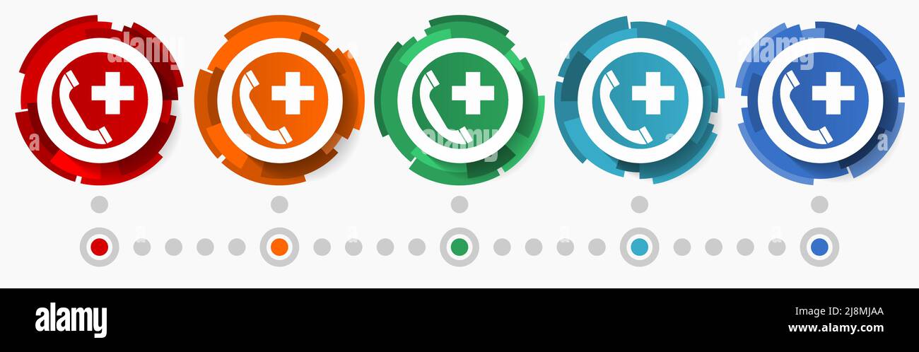 Emergency call, hospital phone concept vector icon set, modern design ...