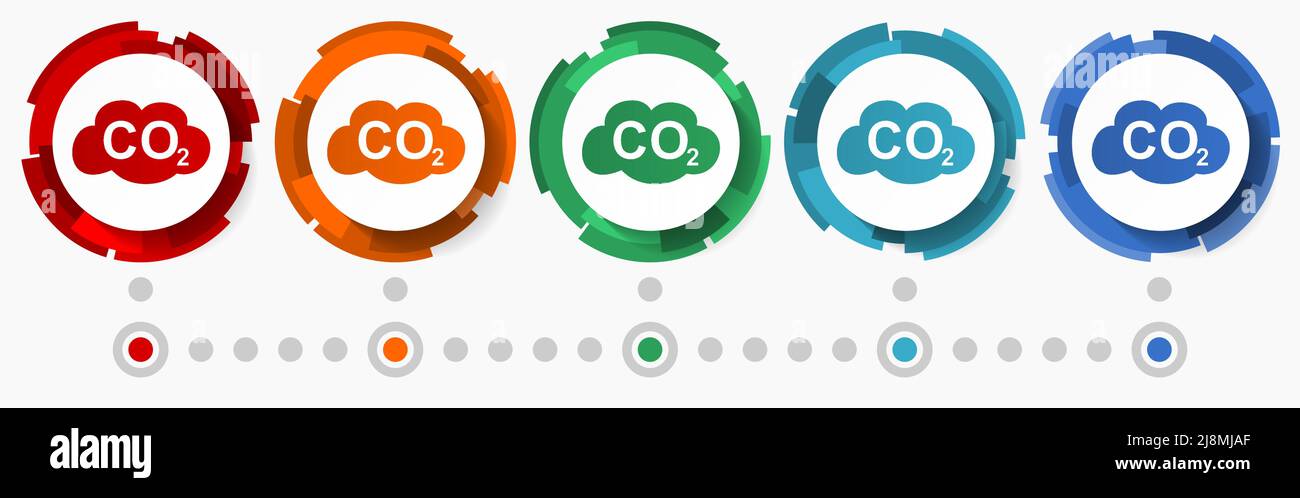 Carbon dioxide, co2 concept vector icon set, modern design abstract web ...