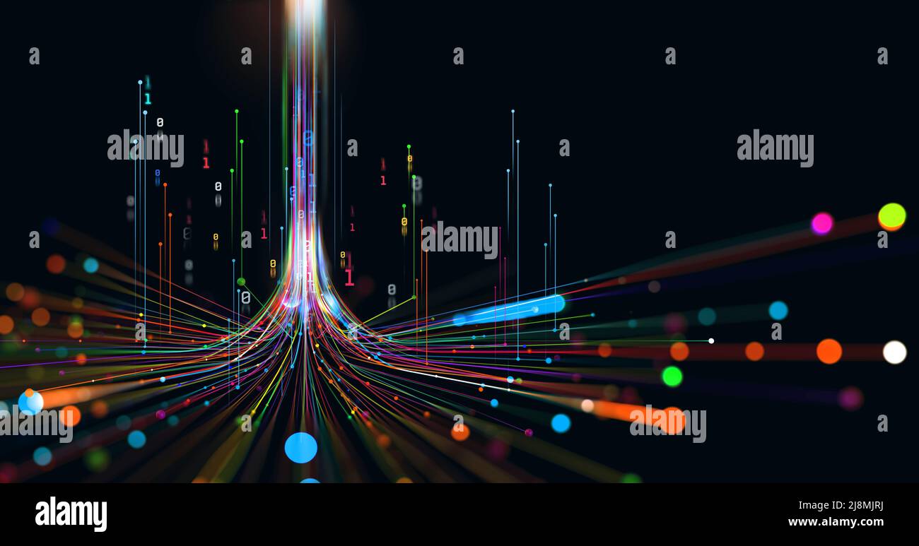 Electrical impulse, binary code. Futuristic wave. Neon Streaming. Data ...