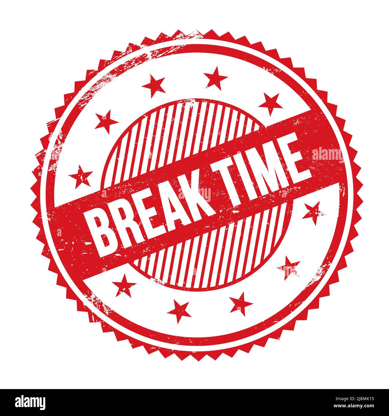 BREAK TIME, words written on red round stamp sign Stock Photo - Alamy