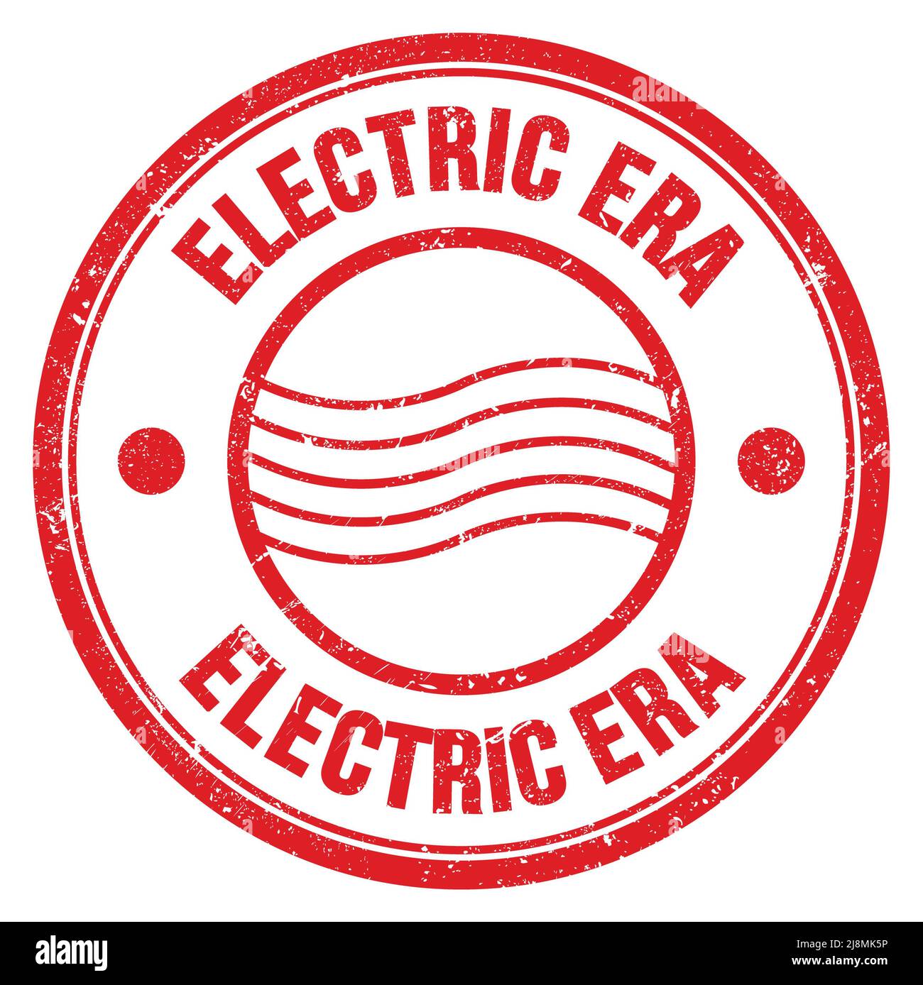 ELECTRIC ERA word written on red round postal stamp sign Stock Photo ...