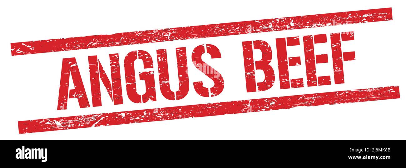 ANGUS BEEF text on red grungy rectangle stamp sign Stock Photo - Alamy
