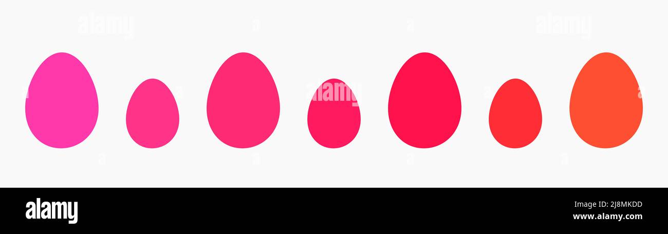 Easter eggs icons collection. Pink and red colors.Vector illustration ...
