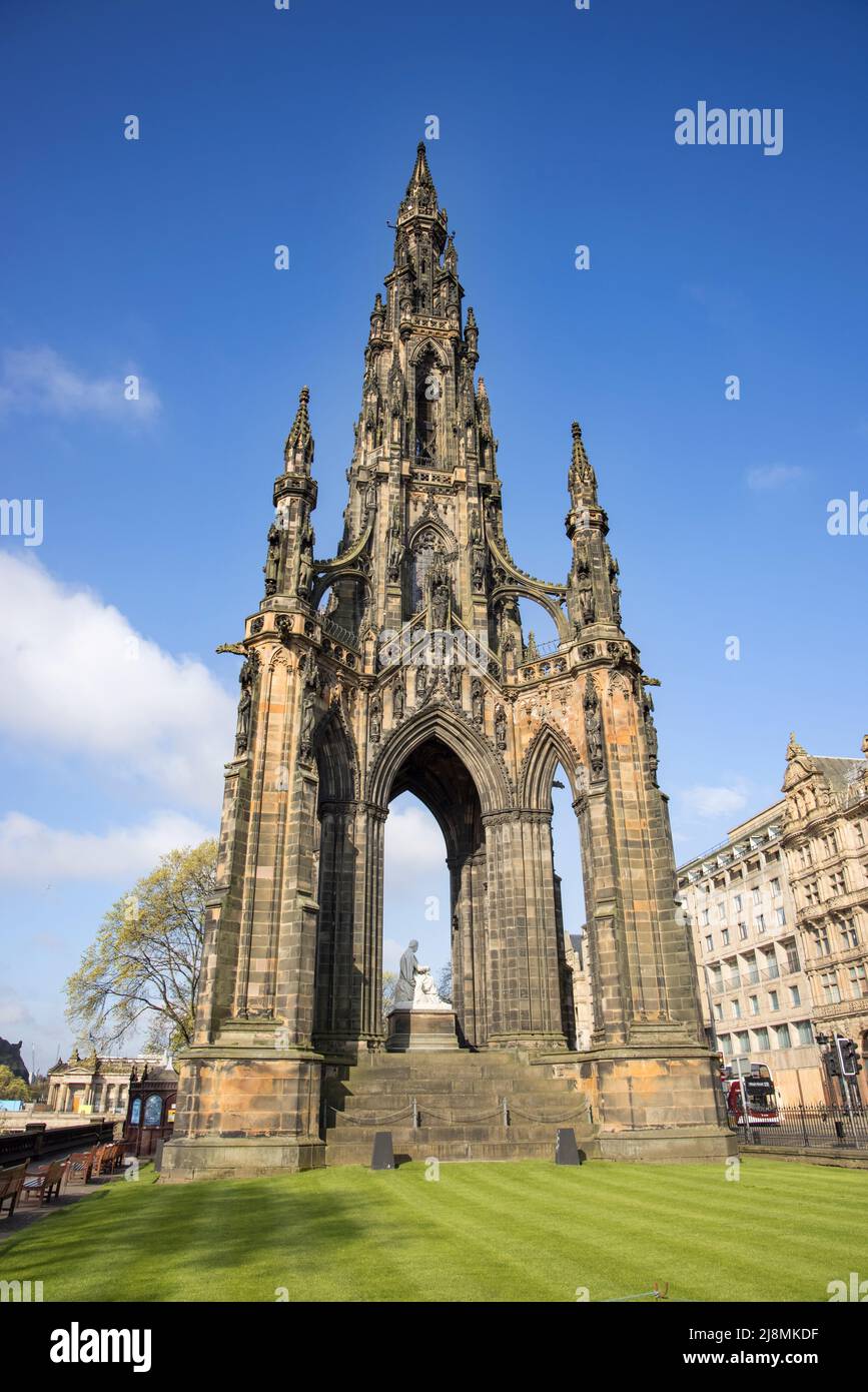the gothic style scott monument in princes street gardens in edinburgh ...