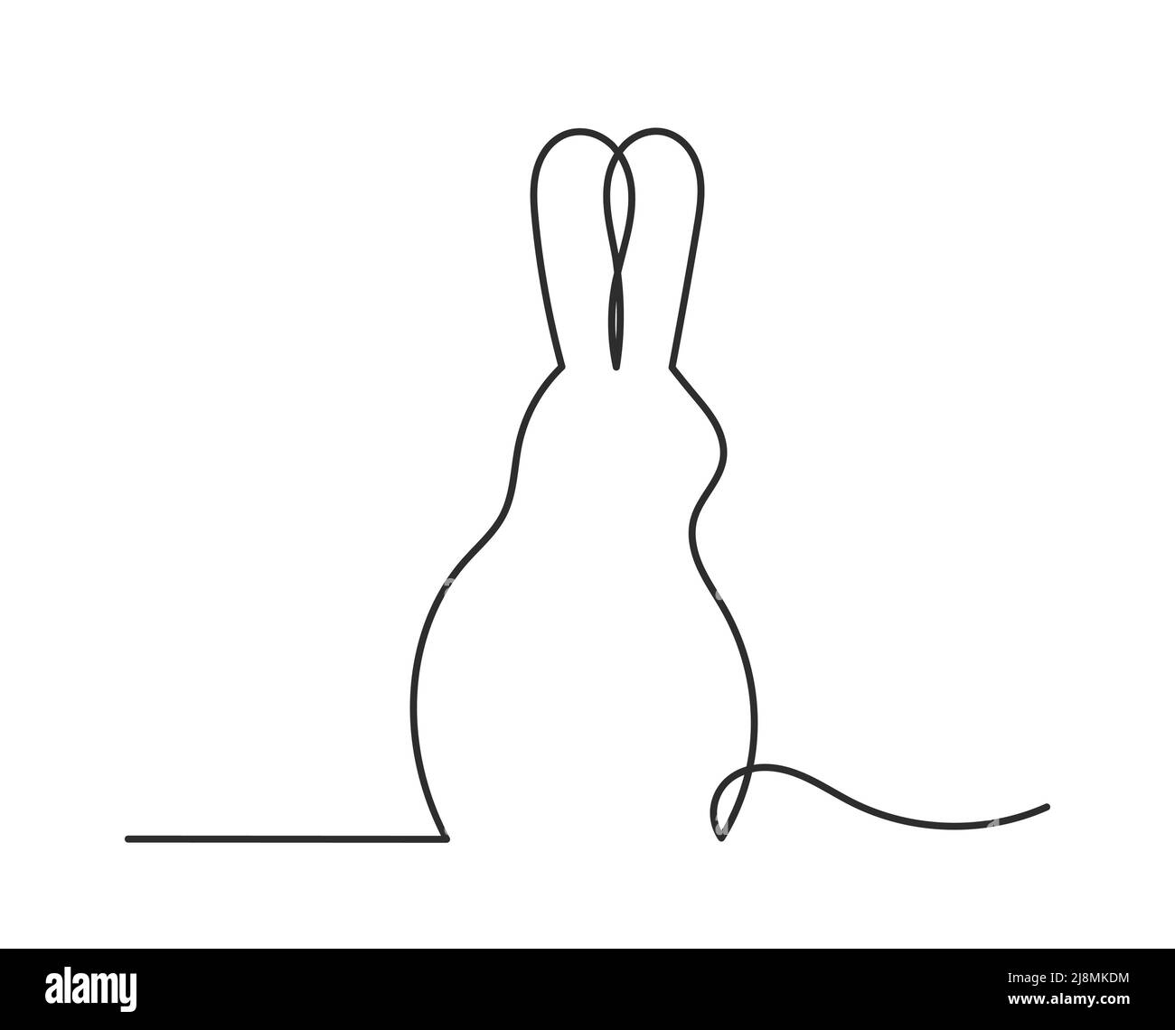 Easter bunny shape continuous line drawing art. Vector Easter ...