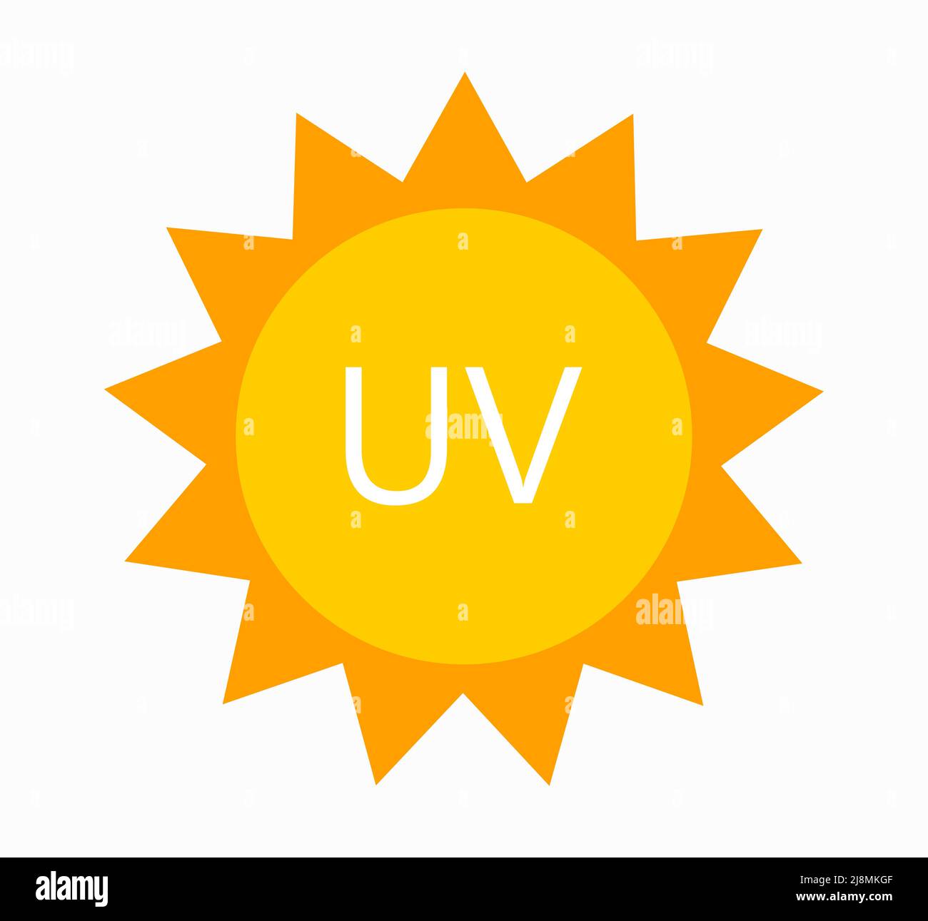 Sun icon, ultraviolet UV radiation in sunlight concept. Vector ...