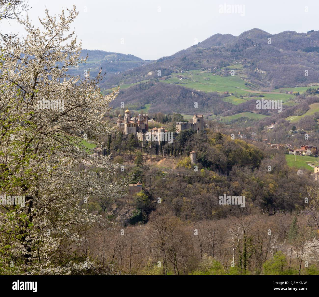 The eclectic caste Rocchetta Mattei in Savignano, Italy. The complex ...