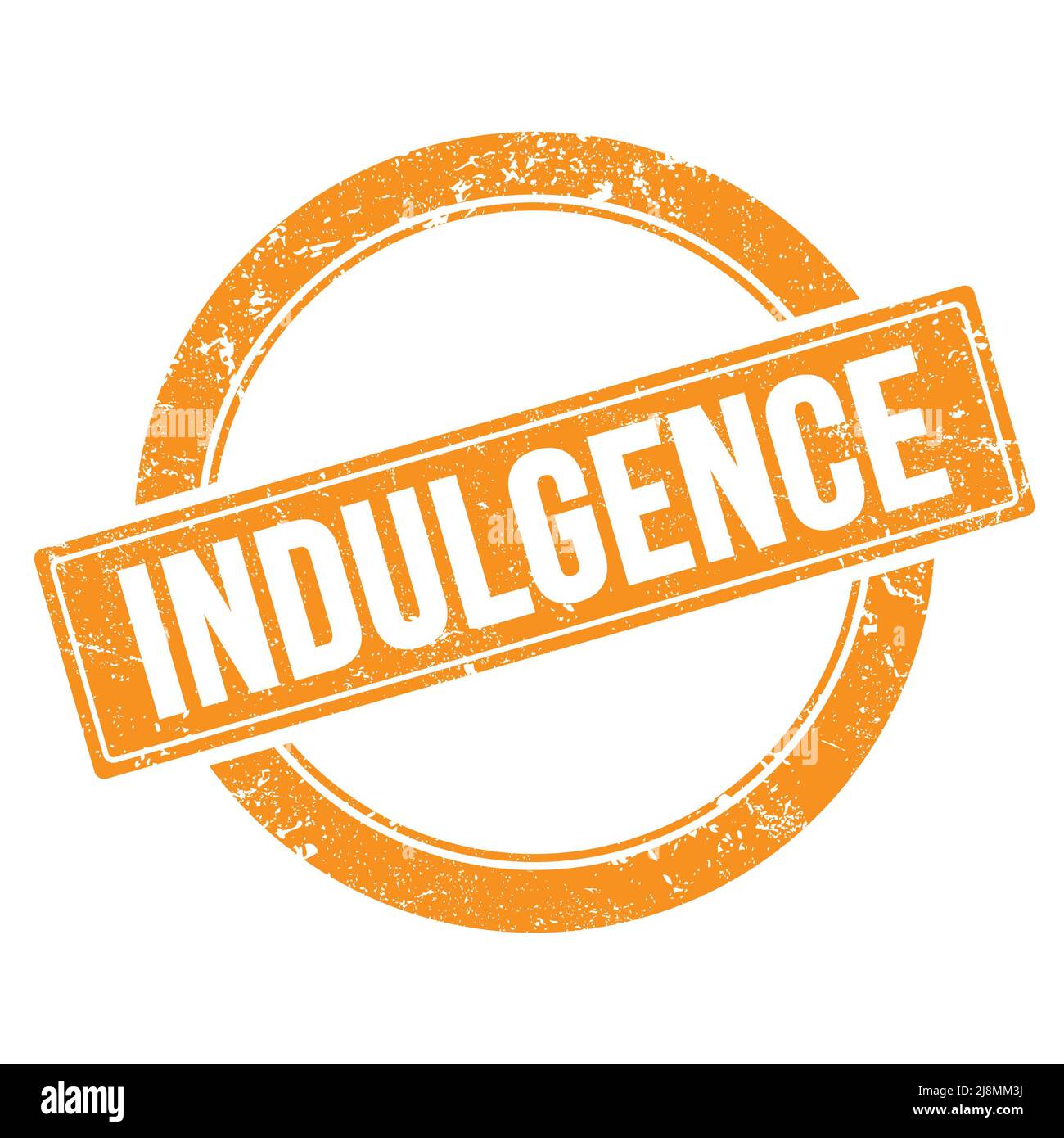 INDULGENCE text on orange grungy round vintage stamp Stock Photo - Alamy