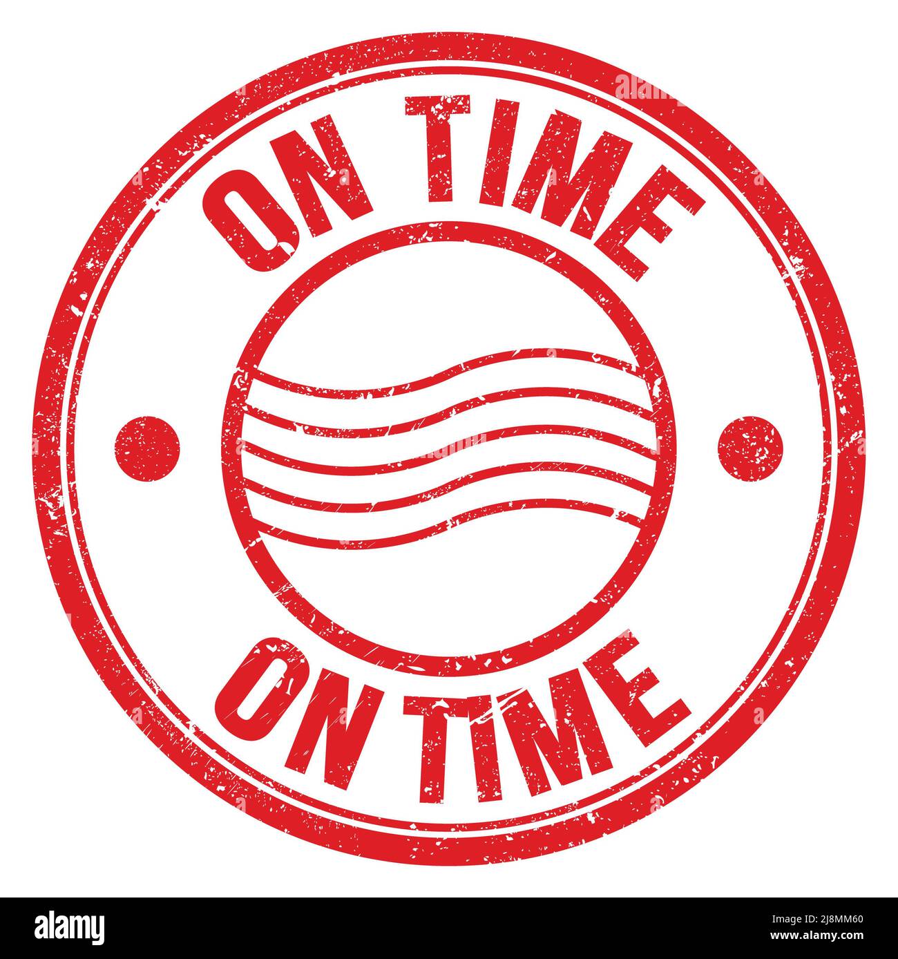 ON TIME word written on red round postal stamp sign Stock Photo - Alamy