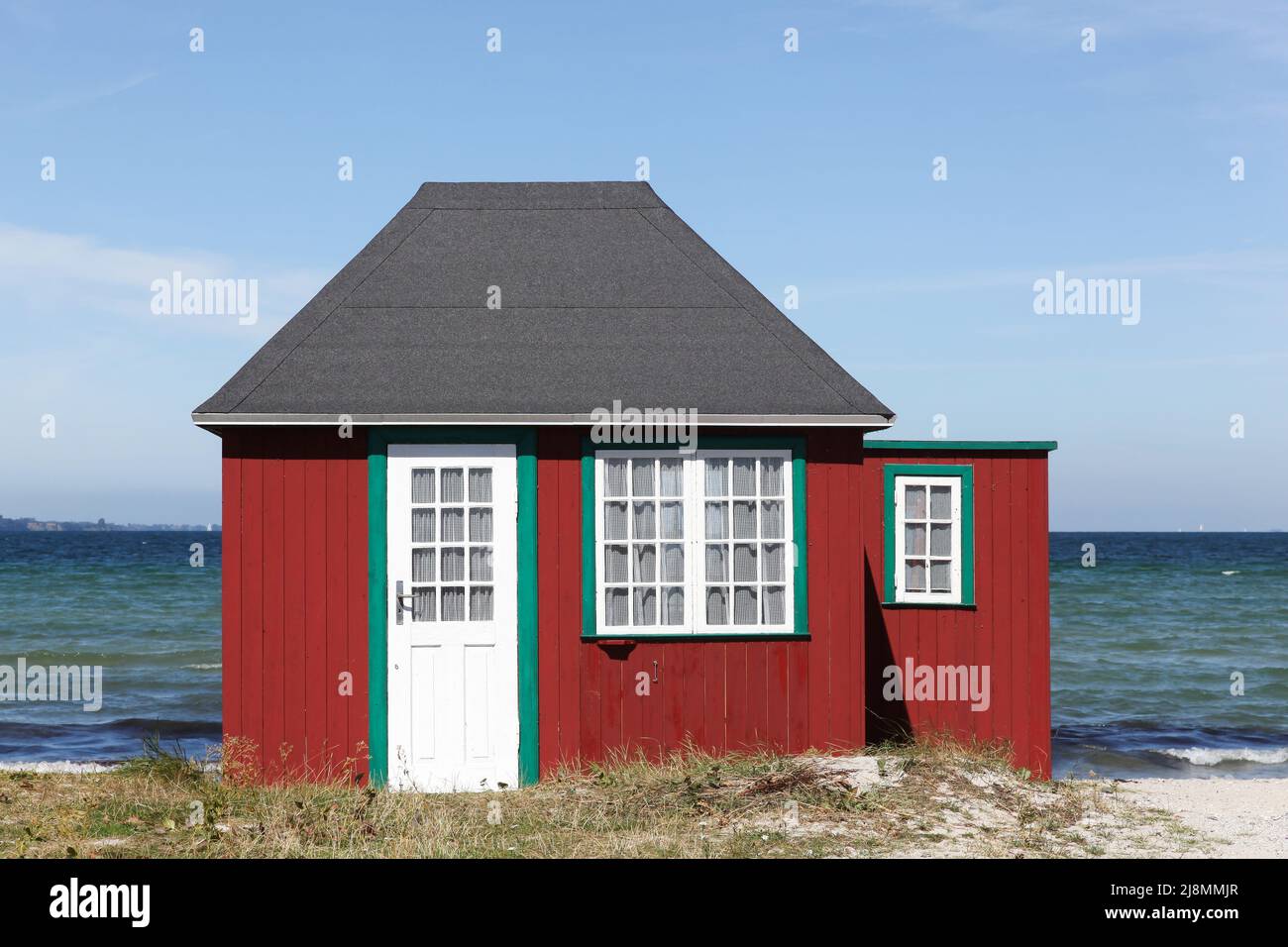 Colored beach hut in Aeroskobing, Aero island, Denmark Stock Photo - Alamy