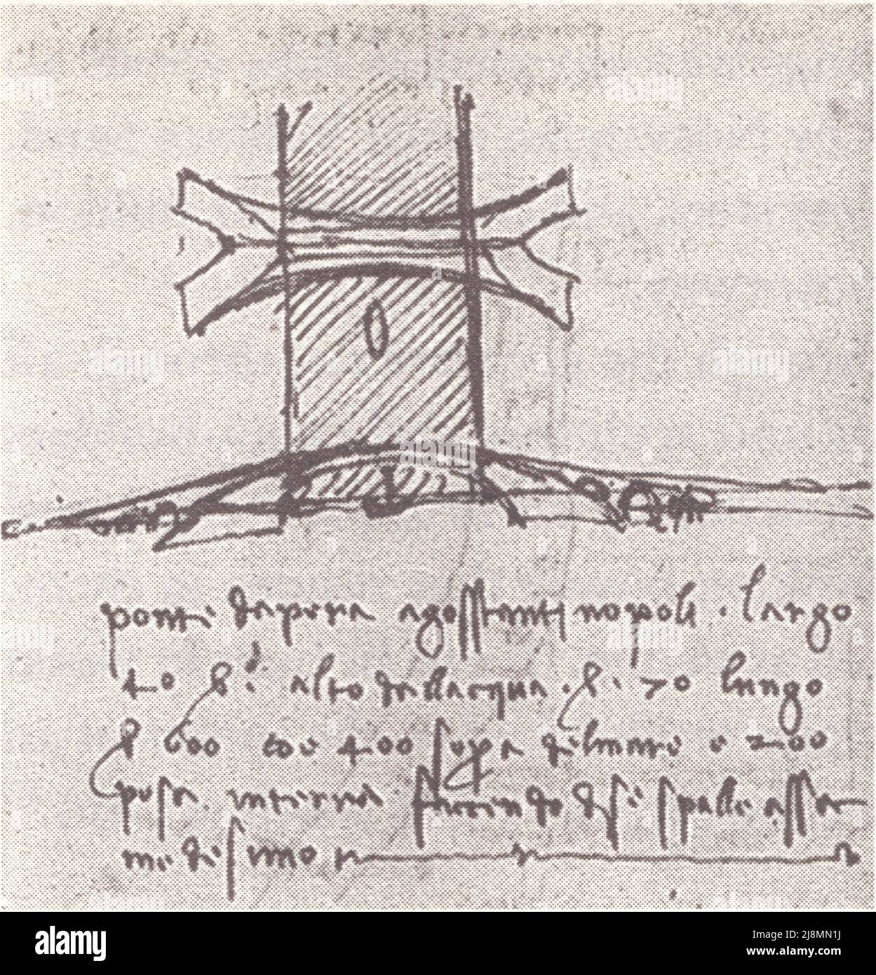 LEONARDO DA VINCI. SKETCH FOR THE BRIDGE AT CONSTANTINOPLE Stock Photo ...