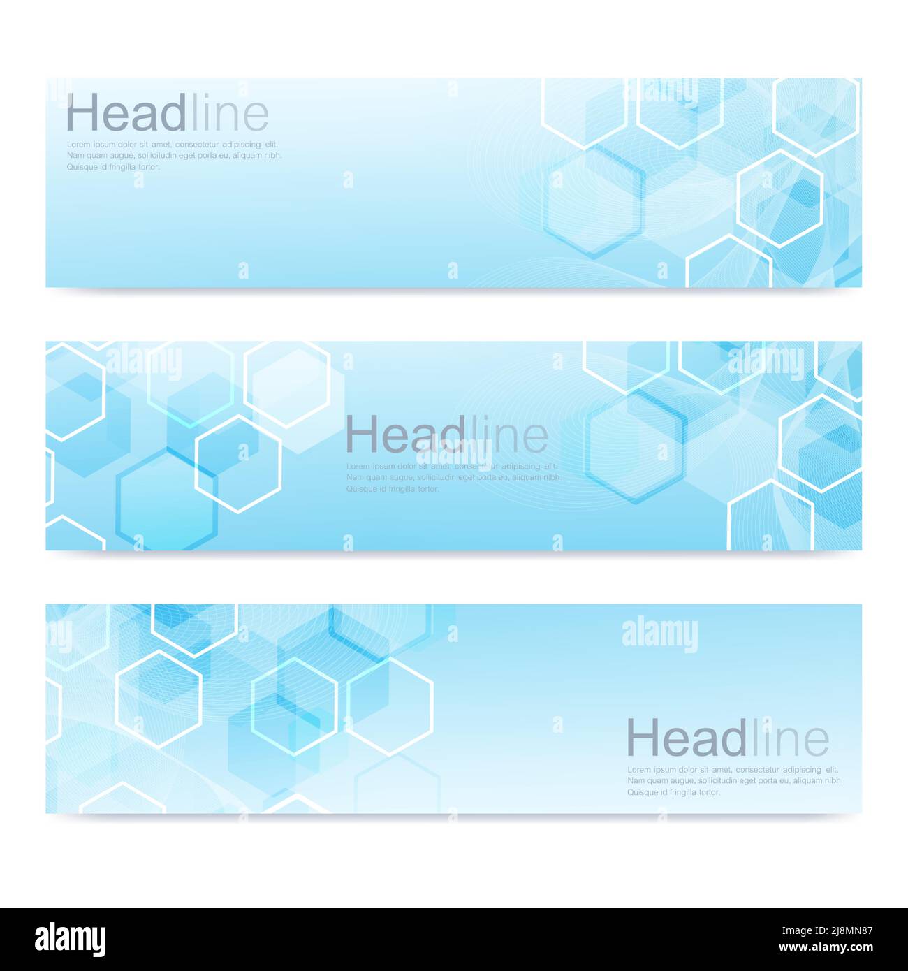 Scientific set of modern vector banners. DNA molecule structure with ...