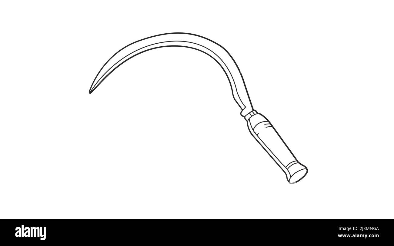 Vector Isolated Illustration of a Scythe. Vector linear black and white ...