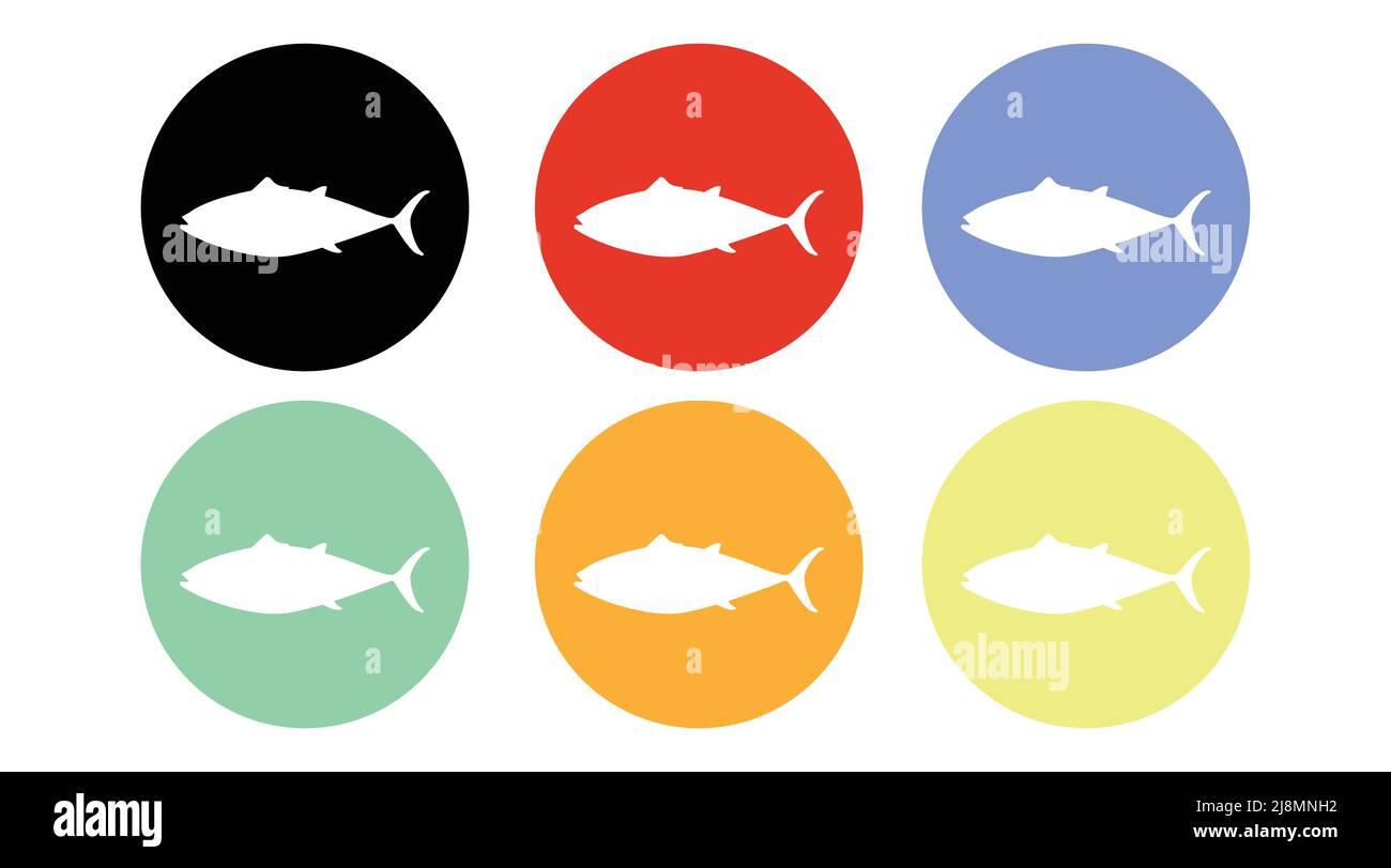 Fish Icon Set. Vector isolated rounded colo set of fish signs Stock ...