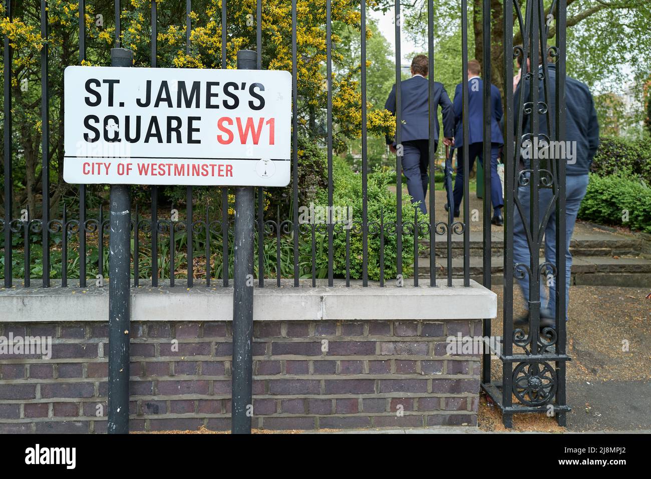 Street sign for St James's Square, Westminster, London SW1, England ...