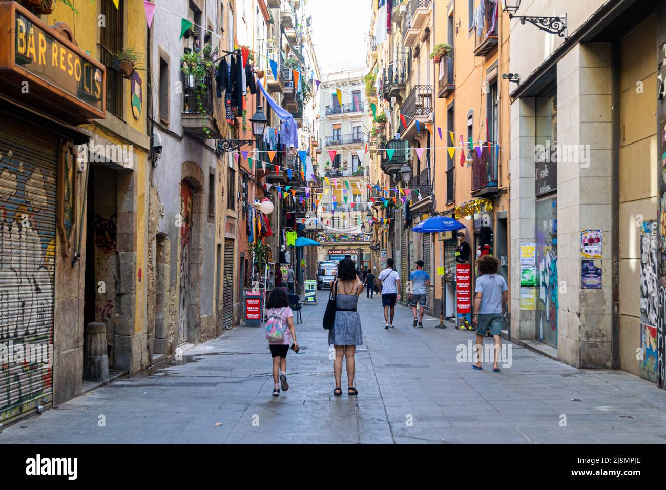Colorful street at El Raval, Barcelona Stock Photo - Alamy