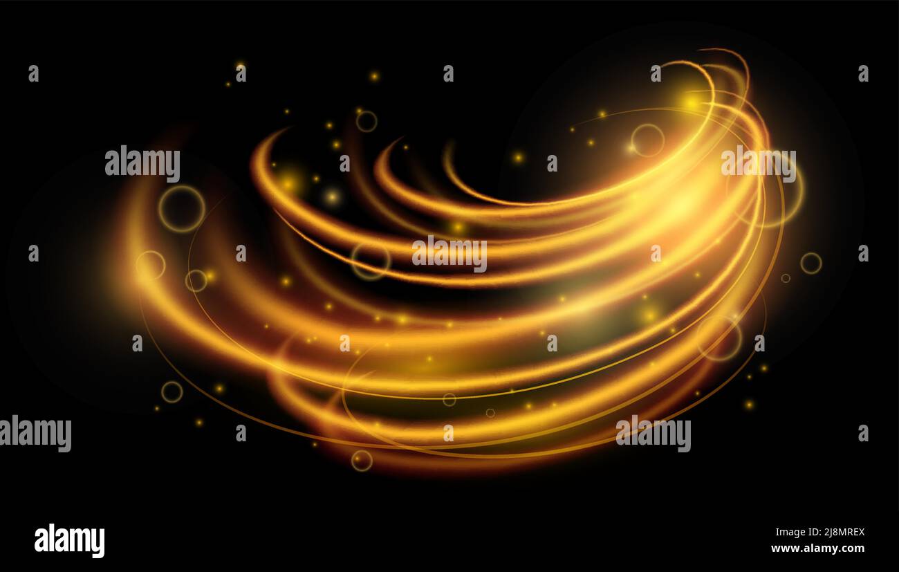 Gold luminous abstract light effect vector illustration. Luxury dynamic ...