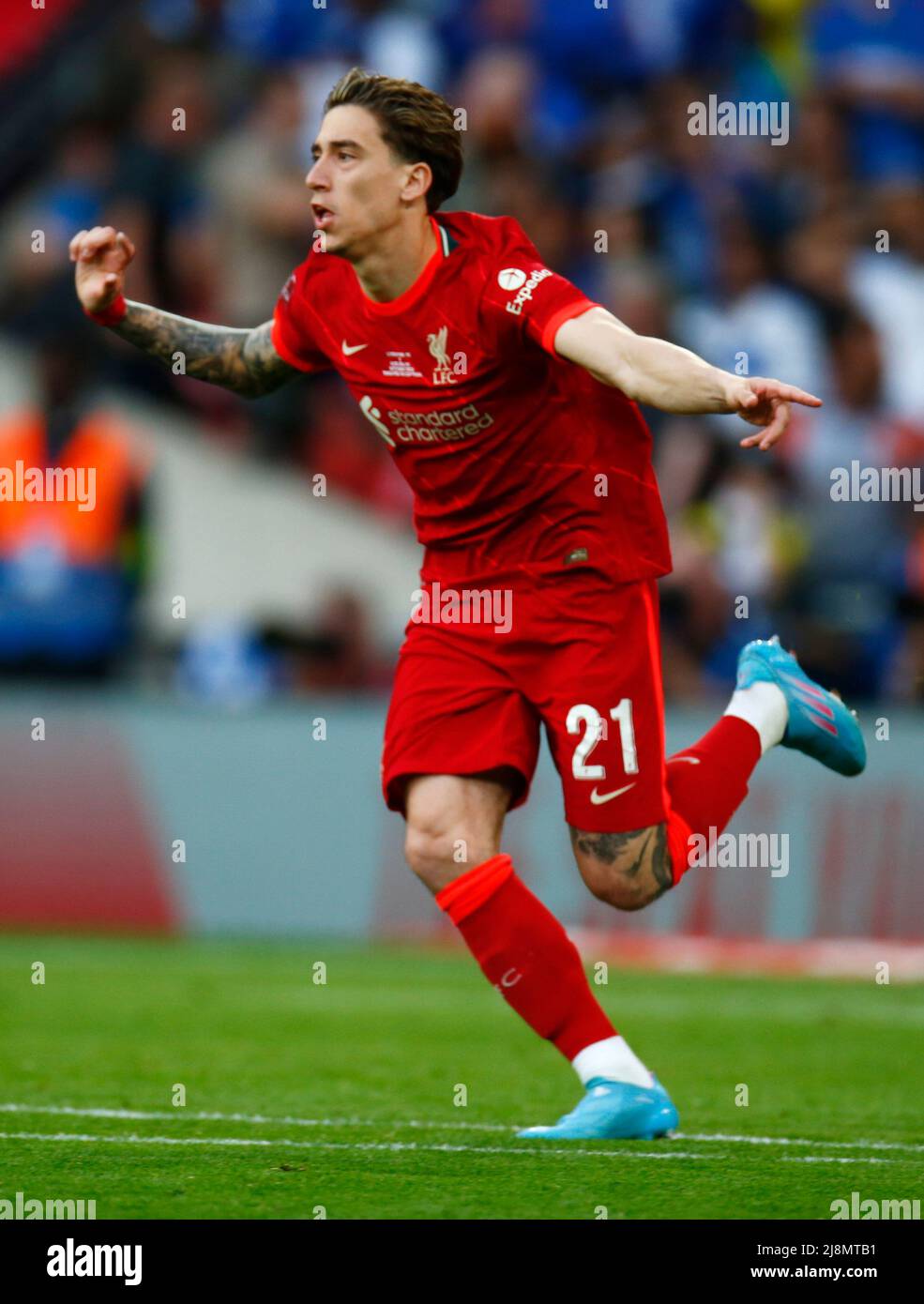 LONDON, ENGLAND - MAY 14:Liverpool's Kostas Tsimikas celebrates after ...