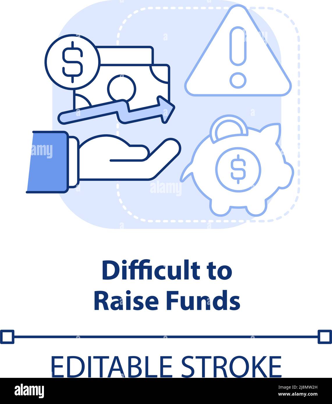 Difficult to raise funds light blue concept icon Stock Vector Image ...