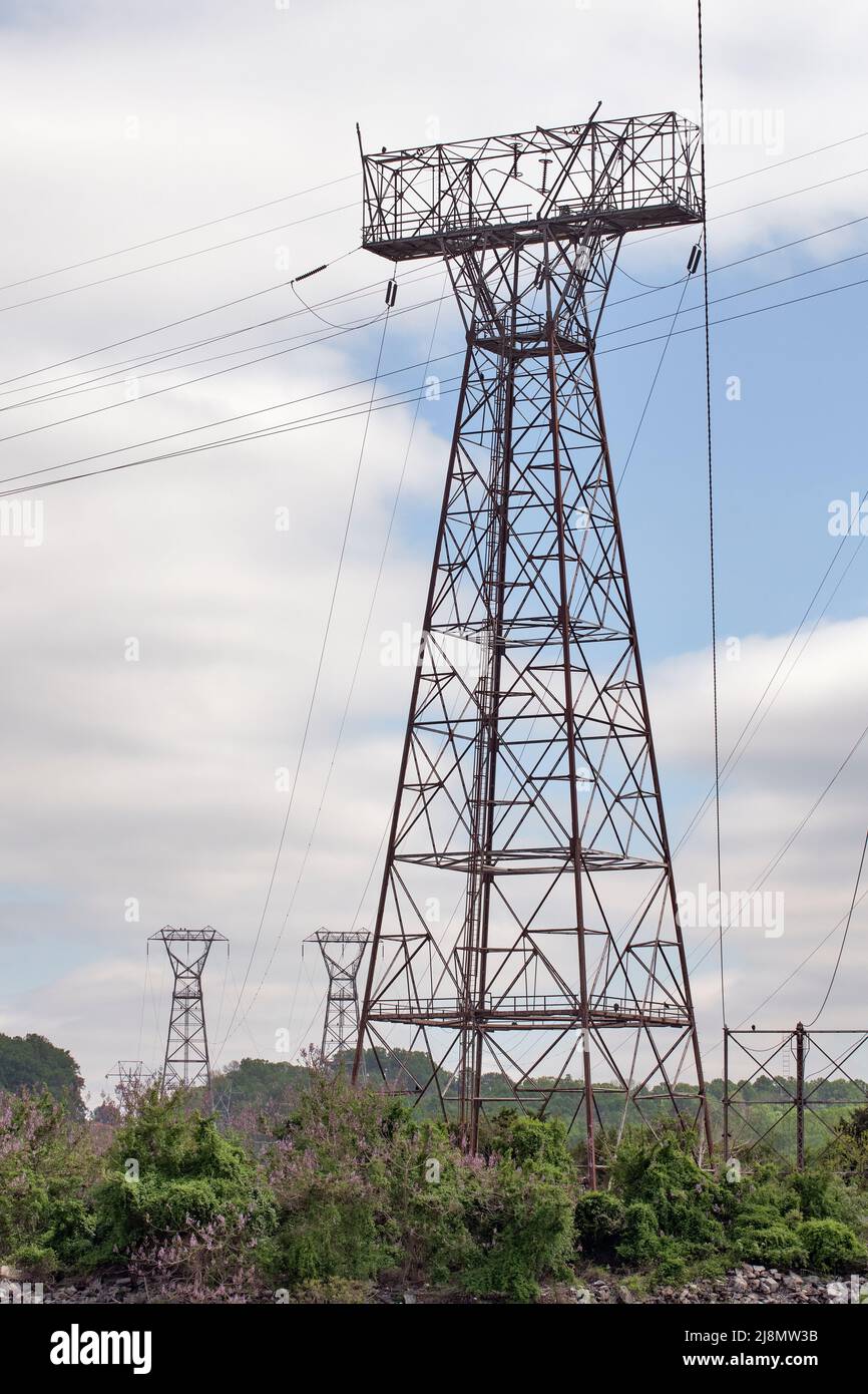 The power transmission towers of the Conowingo Dam stand in the lower ...