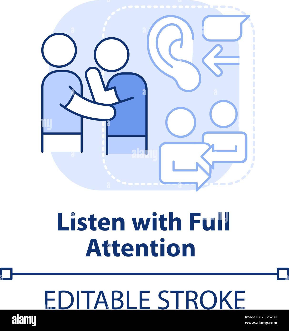 Listen with full attention light blue concept icon Stock Vector Image ...