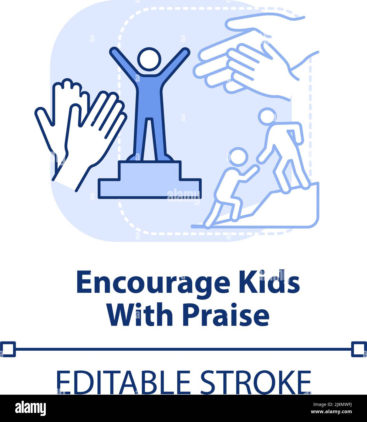 Encourage kids with praise light blue concept icon Stock Vector Image ...