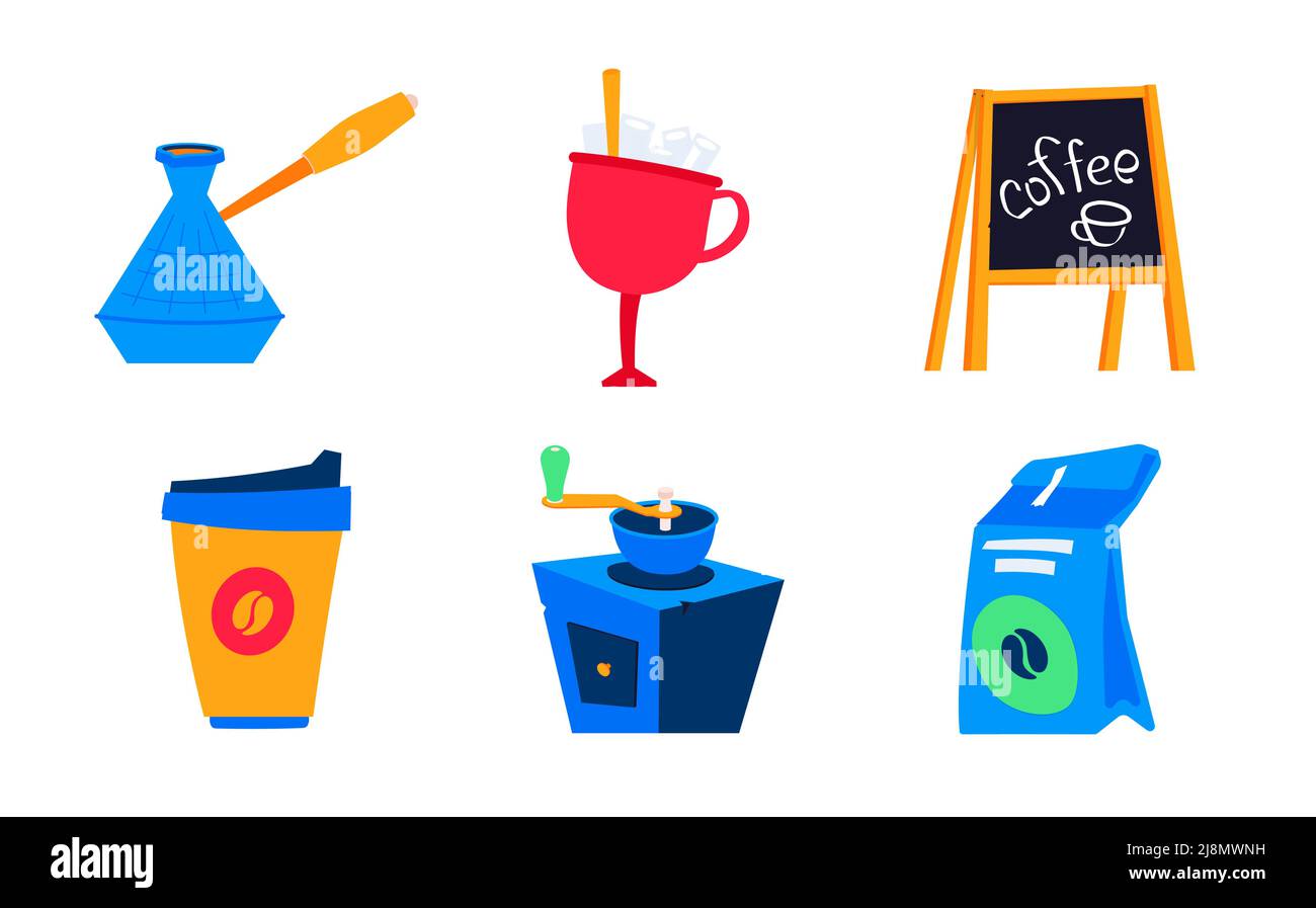Menu for a coffee shop - flat design style icons set Stock Vector Image ...