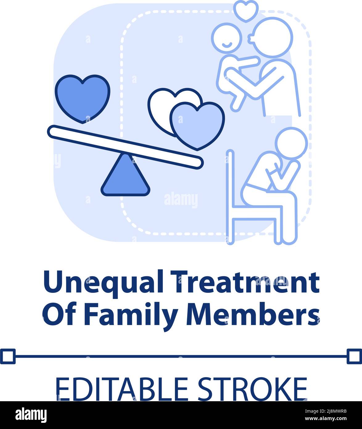 Unequal treatment of family members light blue concept icon Stock ... Unequal treatment of family members light blue concept icon Stock ...