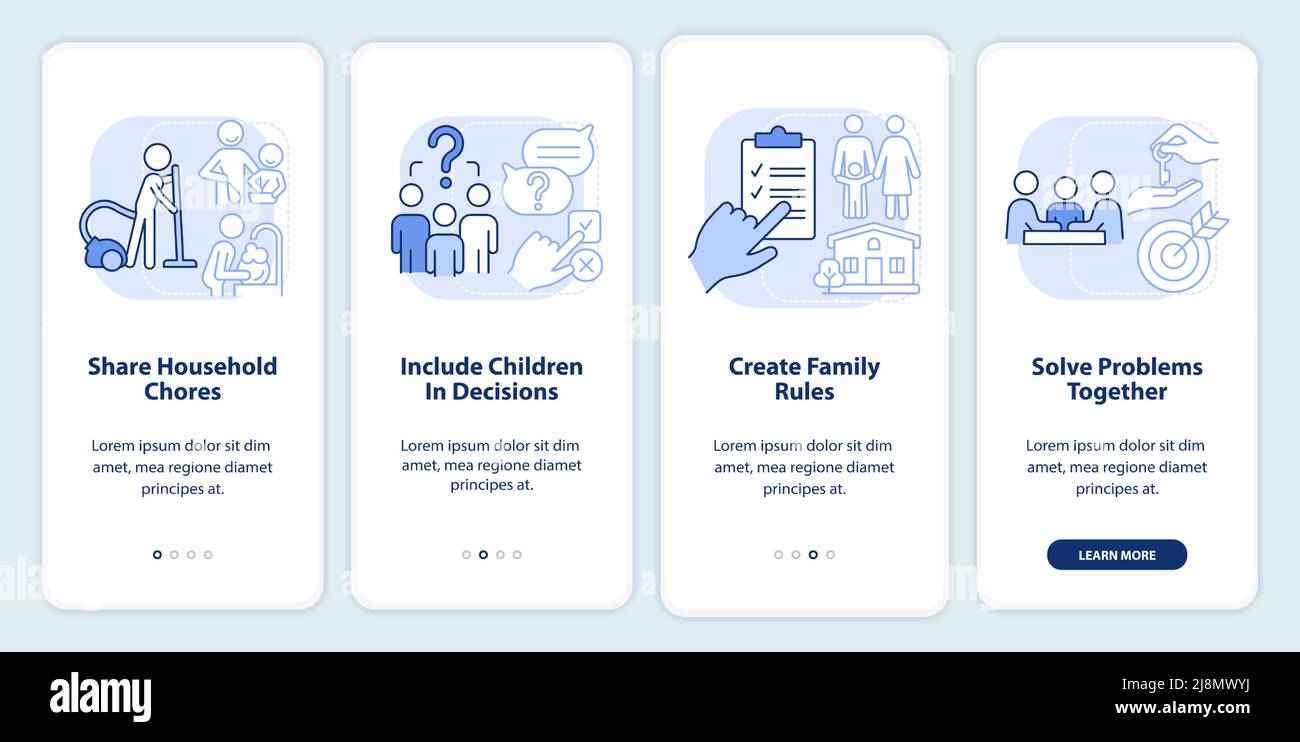 Encouraging teamwork light blue onboarding mobile app screen Stock ...