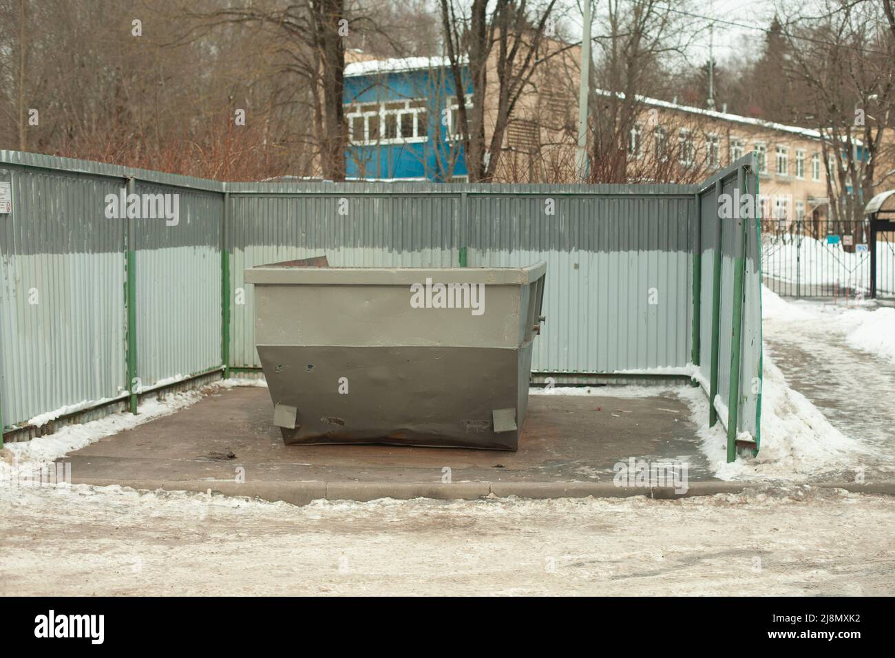 Garbage container. Garbage on street. Waste collection point. Steel ...
