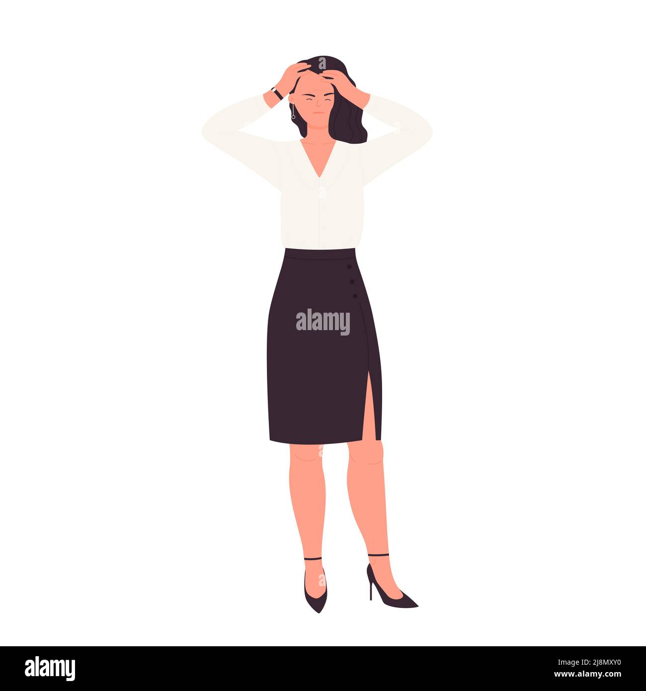 Angry businesswoman holding her head. Frustrated office female manager ...