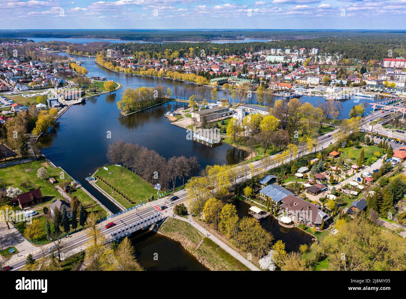 Augustow city by Netta river and Necko lake aerial landscape Stock ...