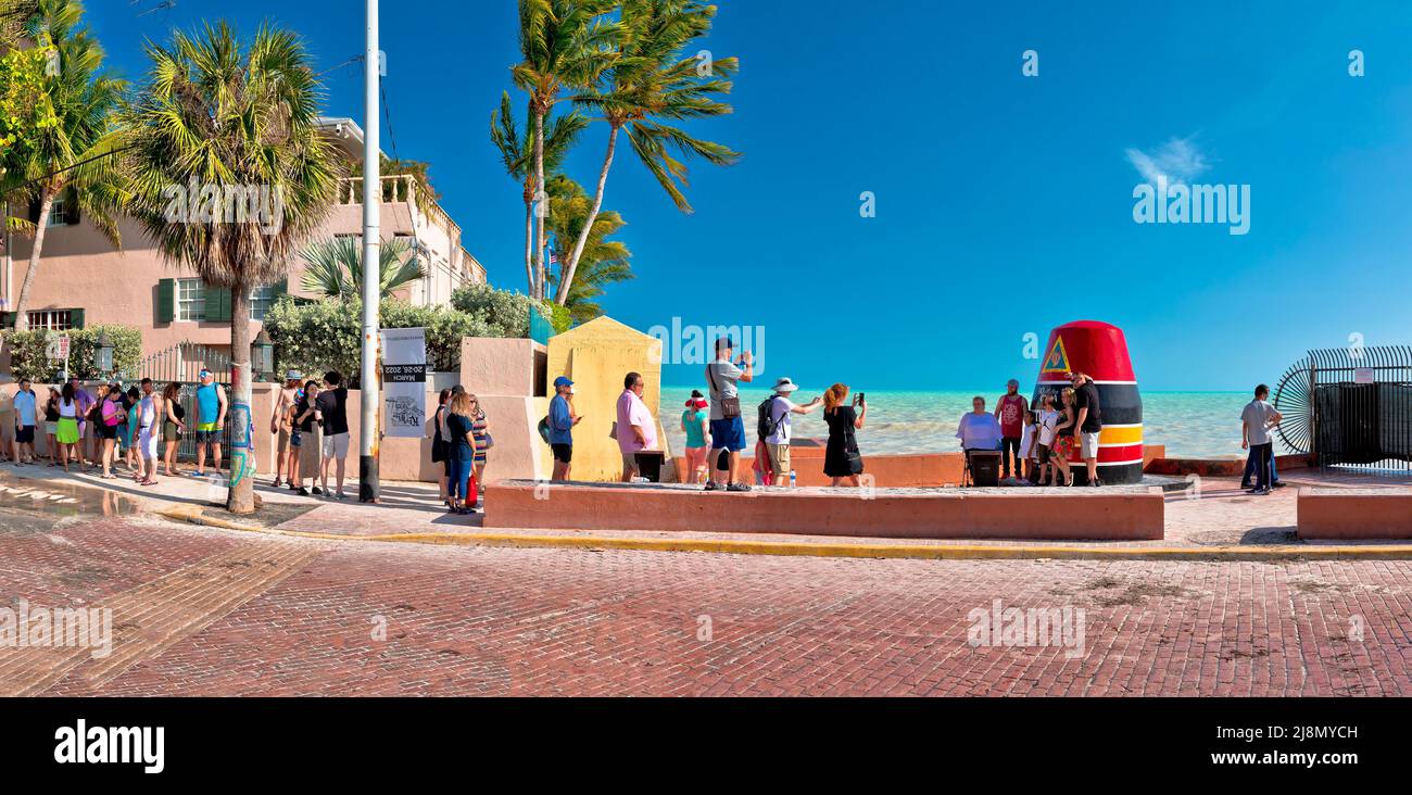 Key West, Florida, USA, March 30 2022: The Key West marker the ...