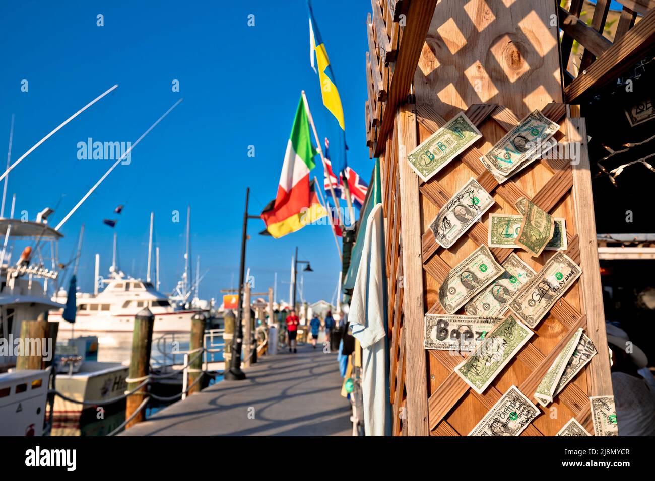 Key West, Florida, USA, March 30 2022: Dolllar bills on the wall in ...