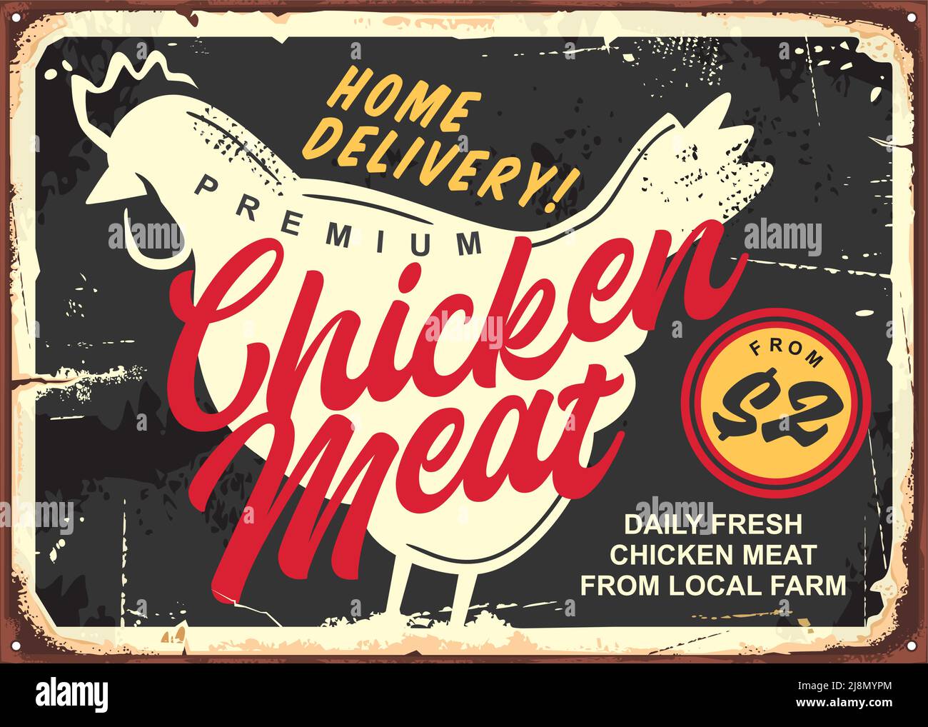 Chicken meat sign post advertisement for butchery store with chicken ...