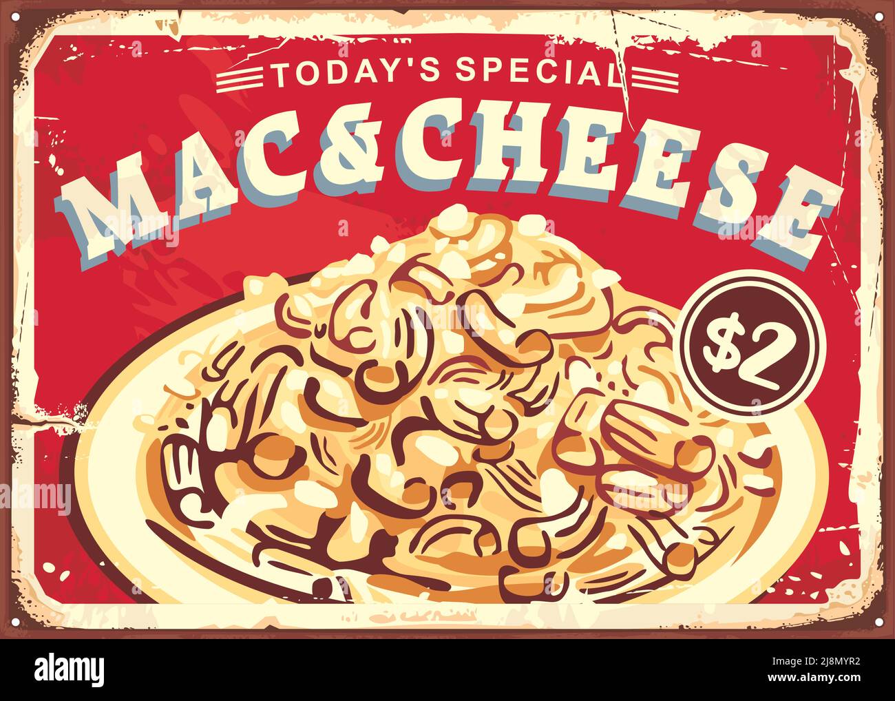 Mac and cheese retro restaurant advertisement. Promotional poster ...