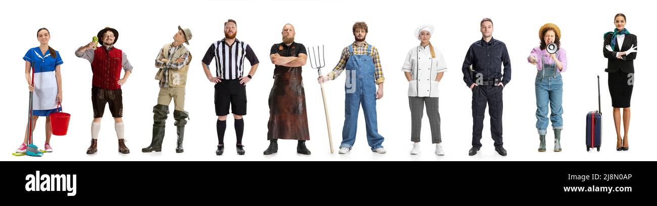 Group of gender mixed people with different professions, jobs standing ...