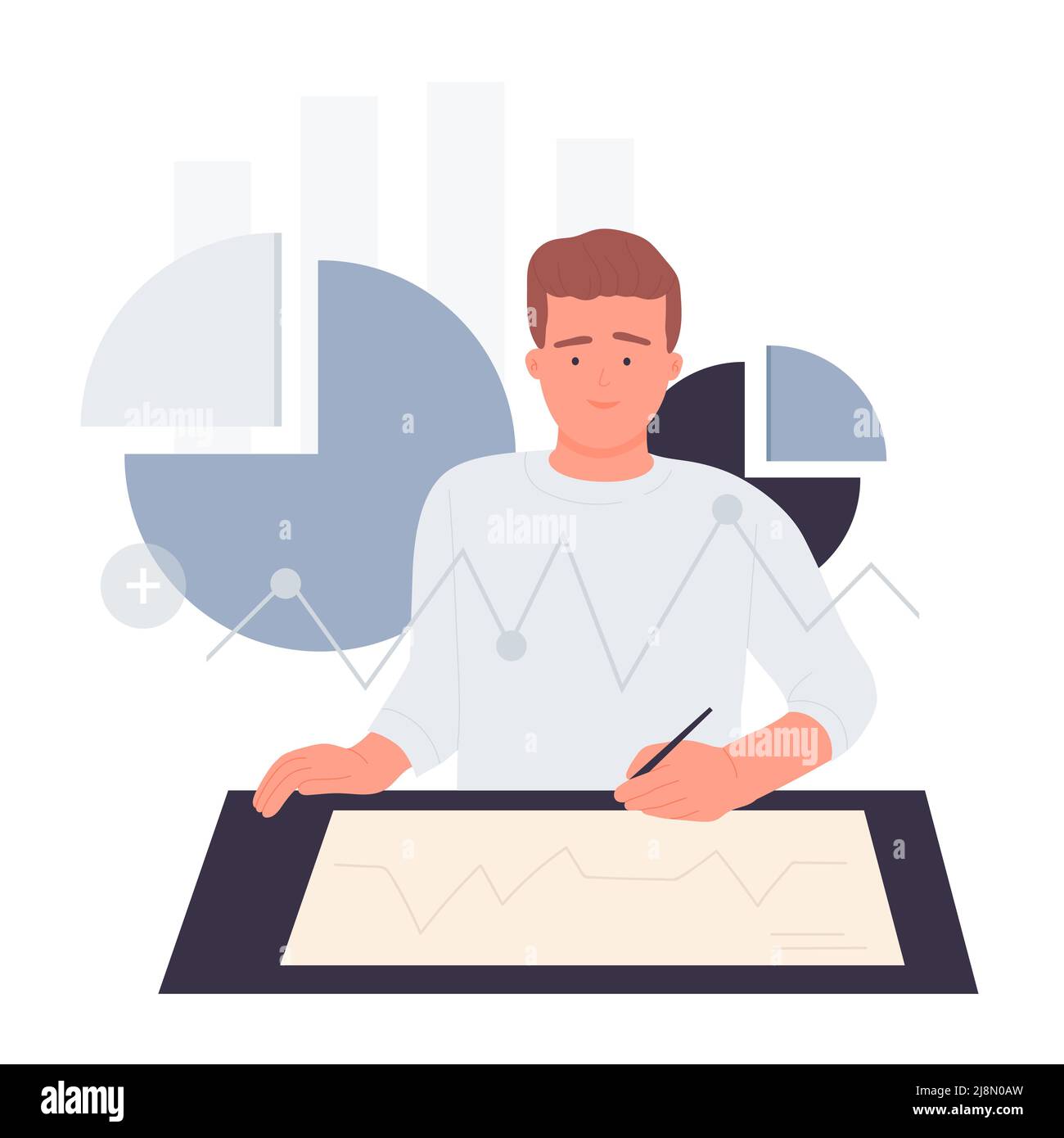 Financial expert making analysis. Economic management and data ...