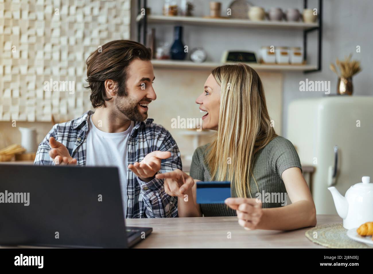 Surprised woman smiling partner hi-res stock photography and images - Alamy