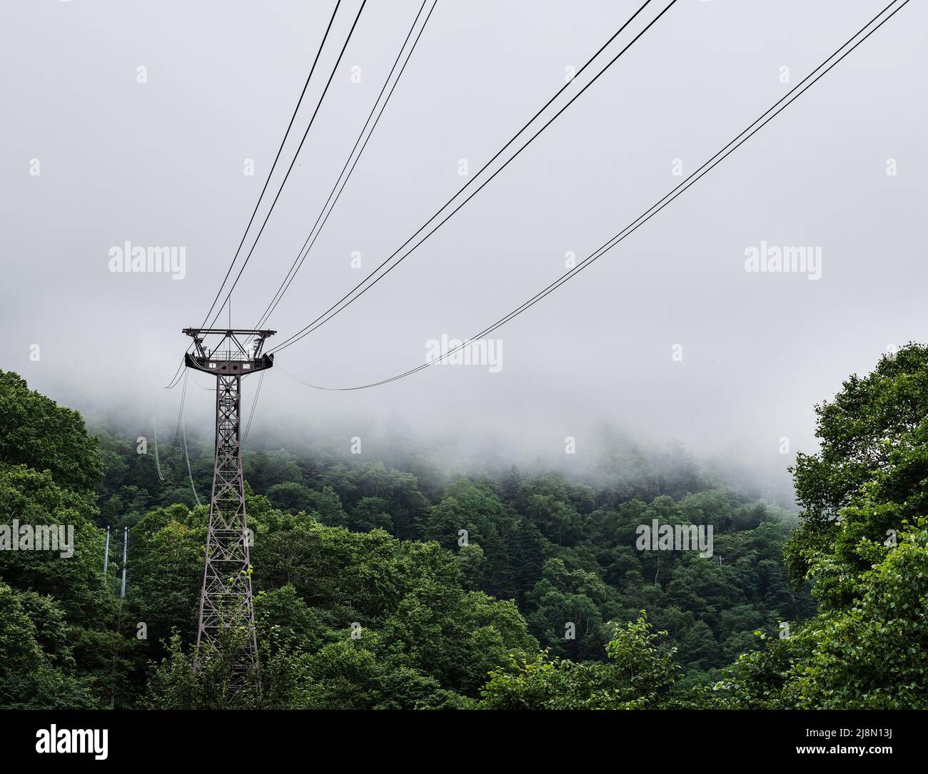 cable car in the mountains, Daisetsuzan National Park, Kamikawa ...