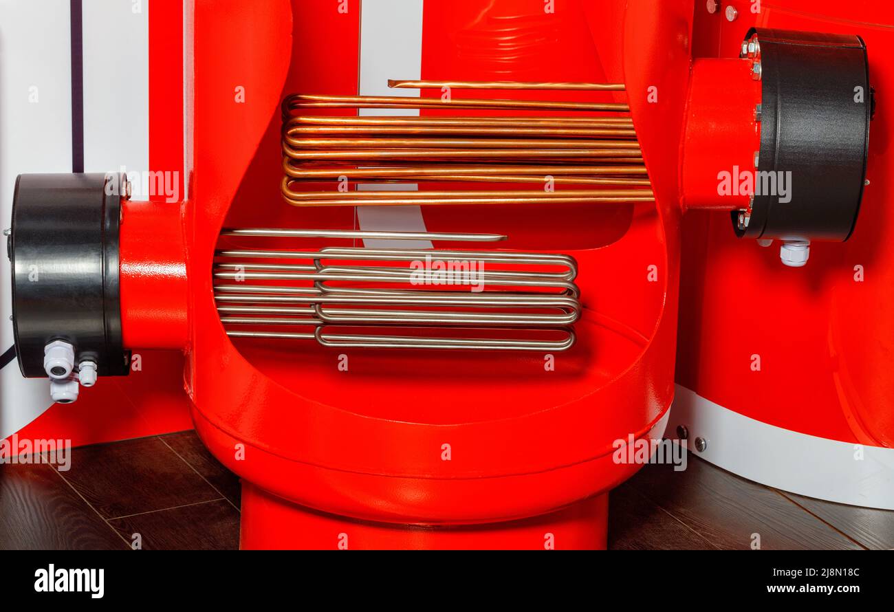 Heating elements of a powerful industrial electric boiler against the ...