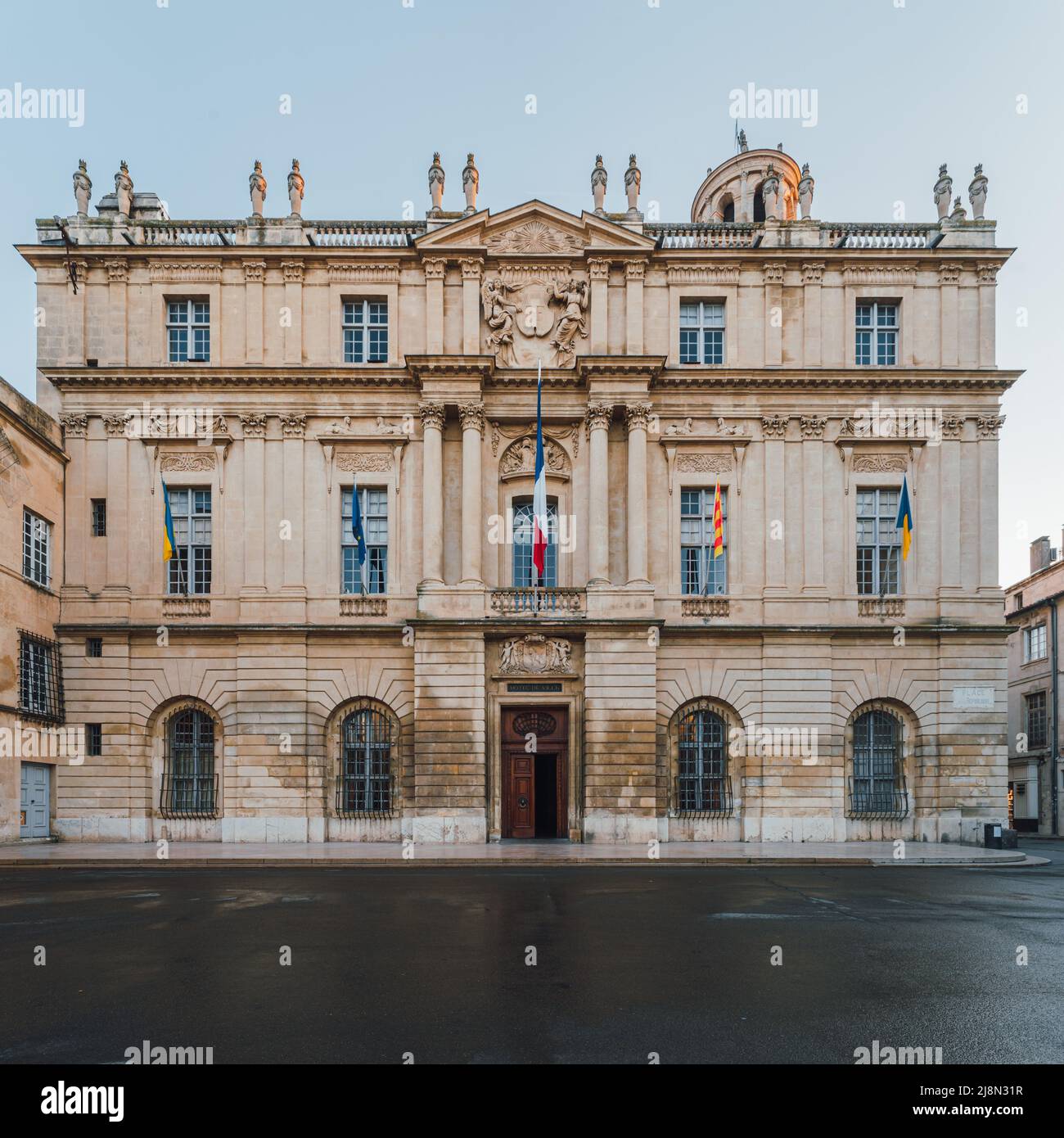 Street view and historical buildings in Arles, Provence, France Stock ...