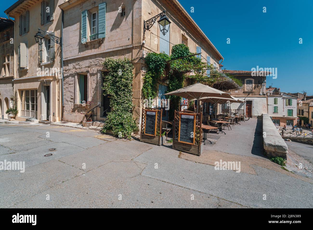 Street view and historical buildings in Arles, Provence, France Stock ...