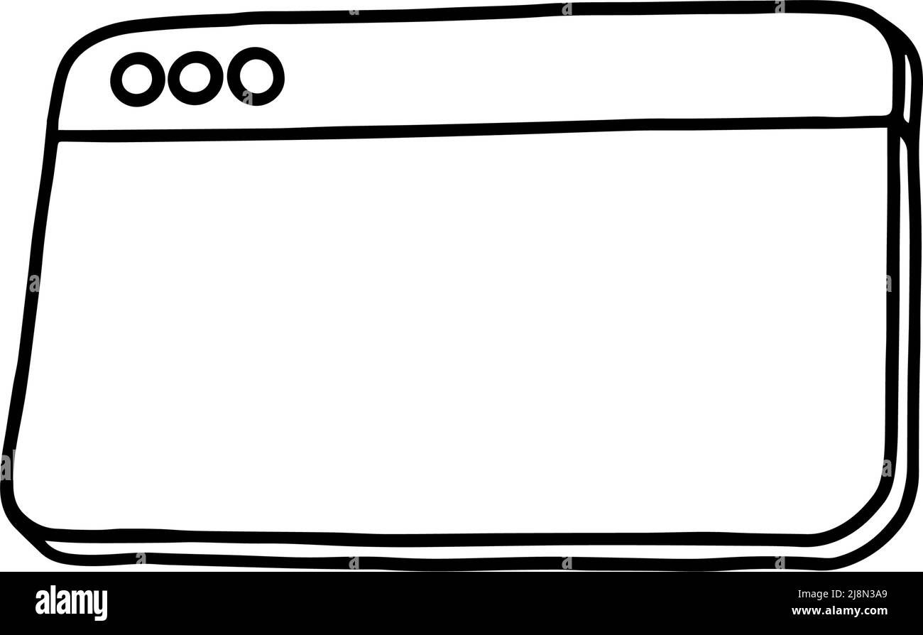 Open empty browser window hand drawn outline doodle icon. Internet ...