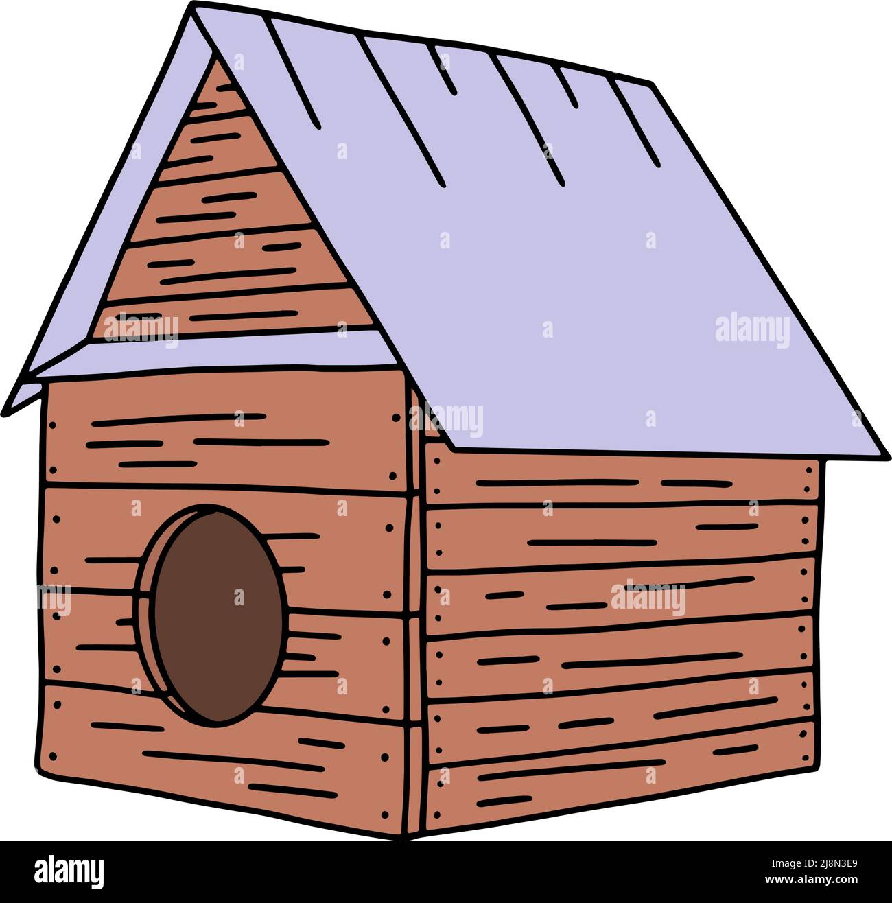Hand drawn doghouse doodle. Vector illustration of Dog house Stock ...