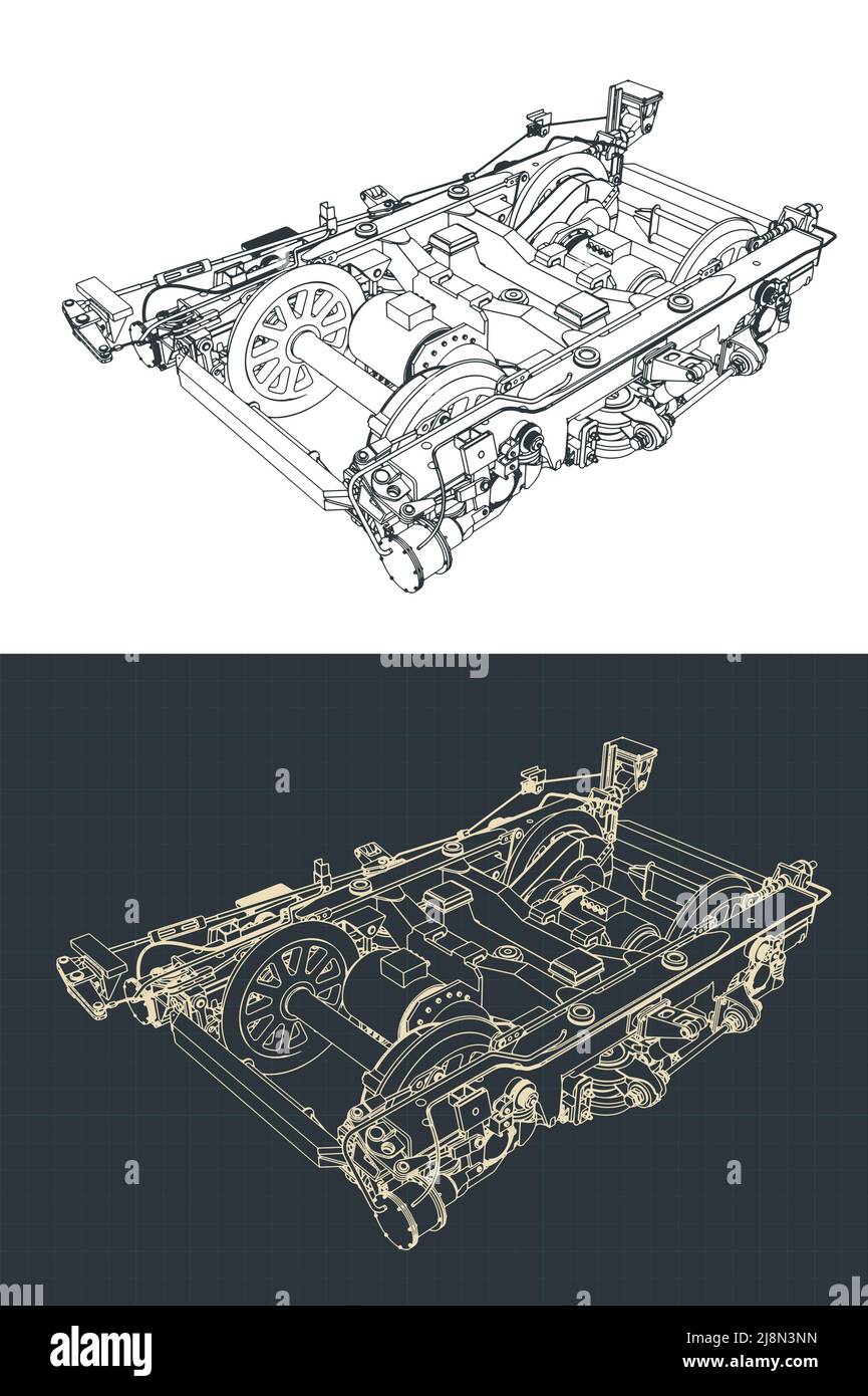 Stylized vector illustration of drawings of railway bogie Stock Vector ...