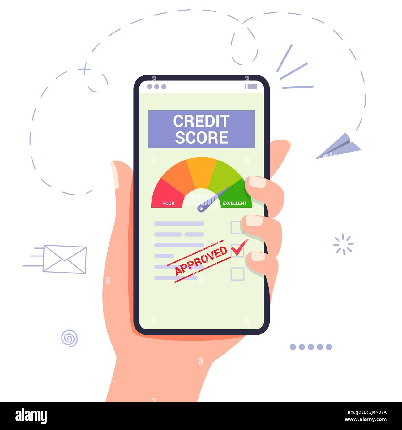 Credit score vector illustration Wealth evaluation Payment history data ...